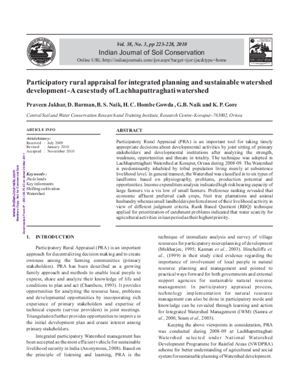 (PDF) Participatory rural appraisal for integrated planning and ...