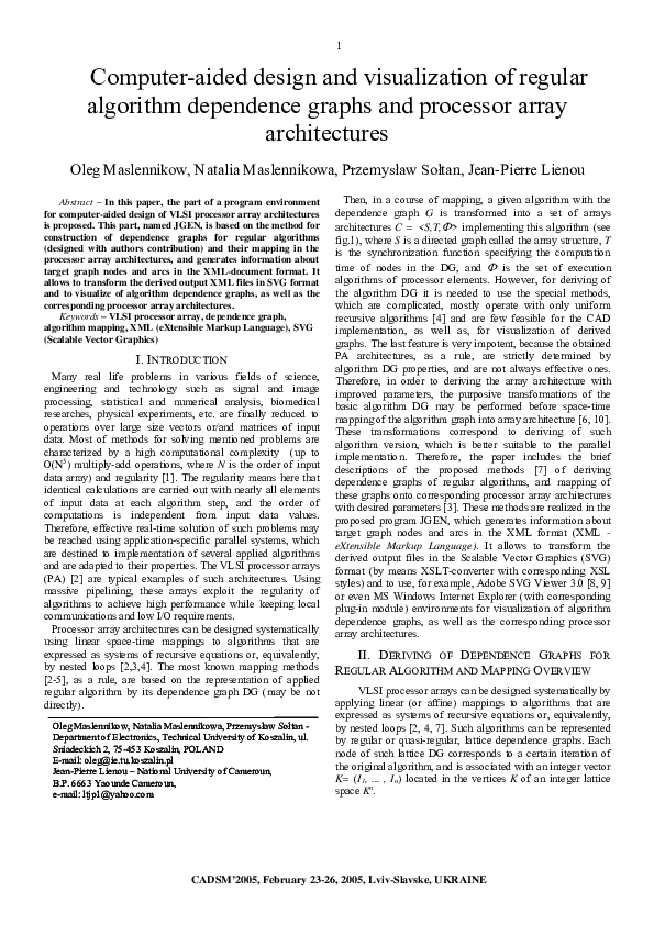 (PDF) Computer-aided design and visualization of regular algorithm dependence graphs and ...