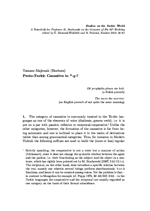 (PDF) Proto-Turkic Causative Morpheme Analysis