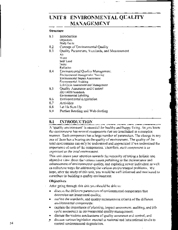 (PDF) UNIT 8 ENVIRONMENTAL QUALITY MANAGEMENT