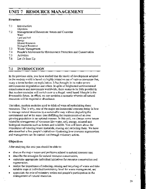 (PDF) UNIT 7 RESOURCE MANAGEMENT