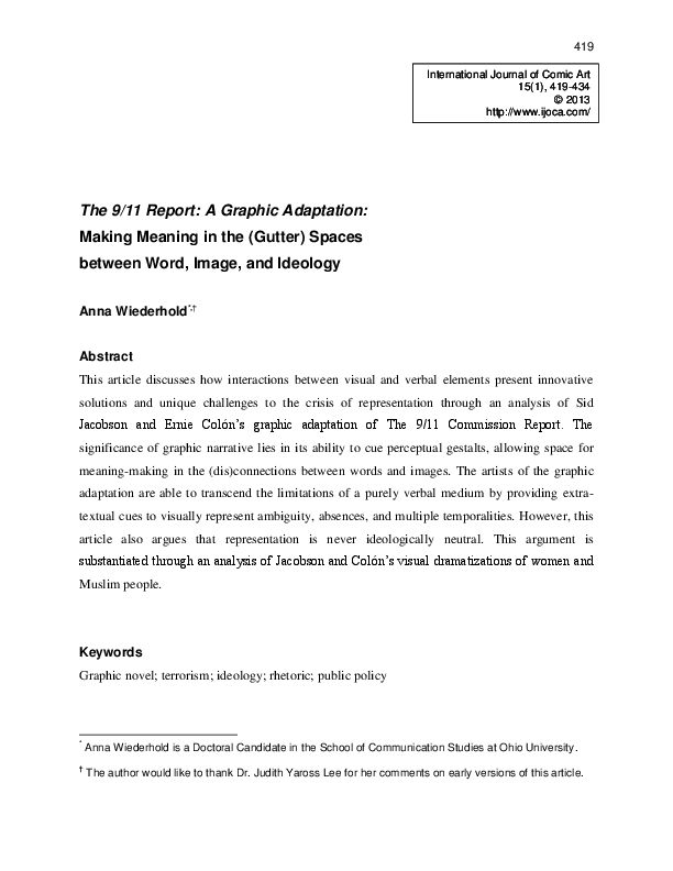 (PDF) The 9/11 Report: A Graphic Adaptation: Making Meaning in the ...