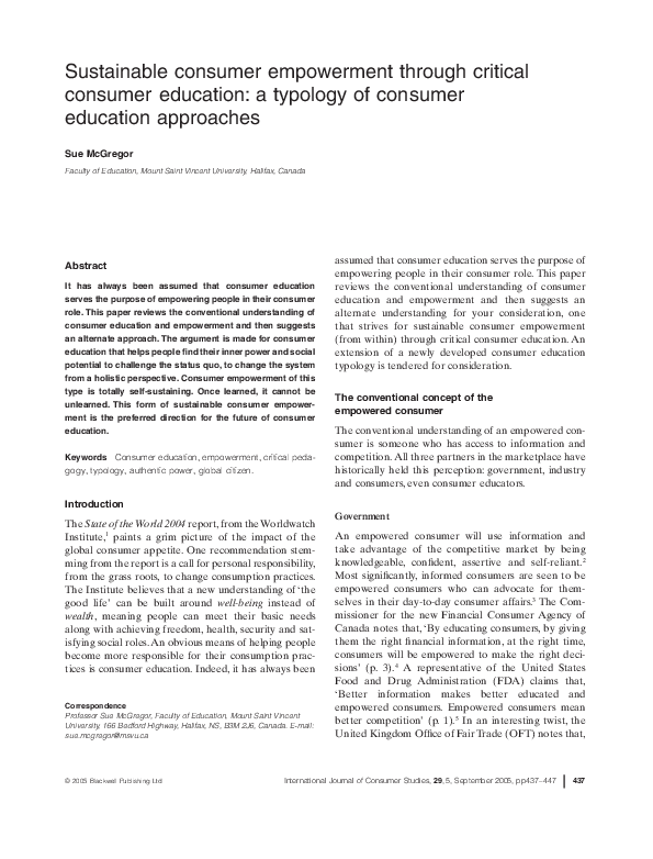 (PDF) A typology of consumer education approaches