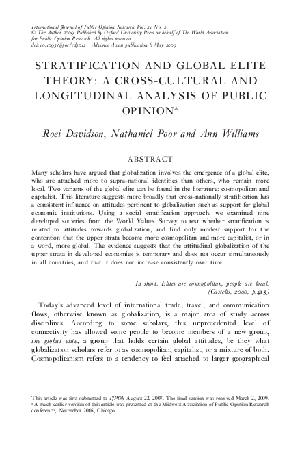 (PDF) Stratification and Global Elite Theory: A Cross-Cultural and ...