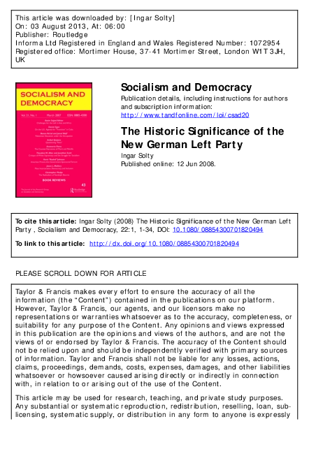 (PDF) The Historic Significance of the New German Left Party
