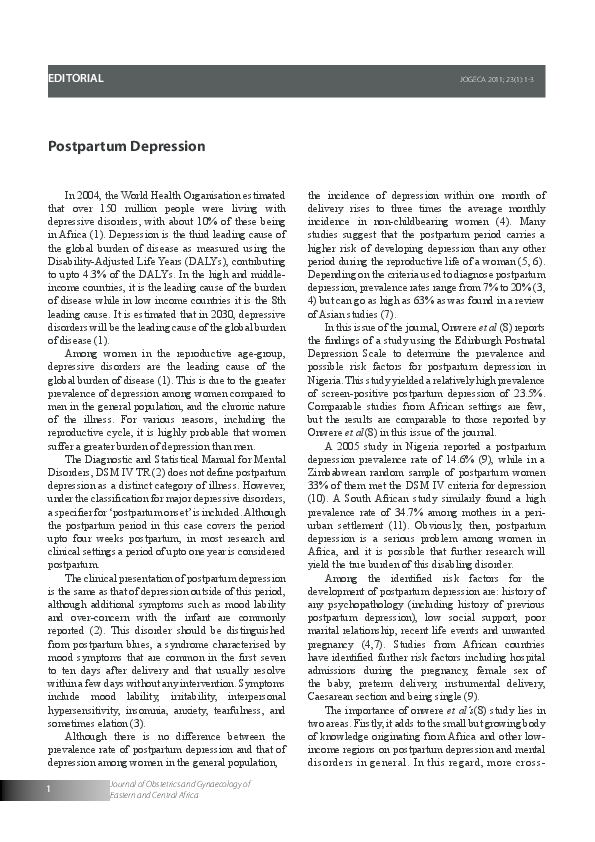 (PDF) Postpartum Depression