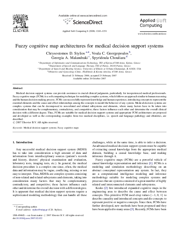 (PDF) Fuzzy cognitive map architectures for medical decision support ...