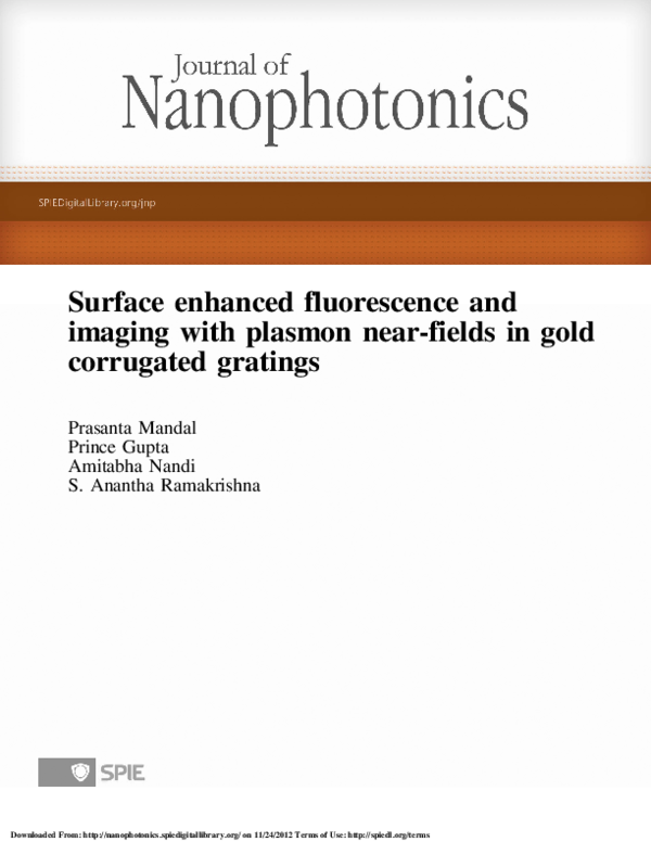 (PDF) Surface enhanced fluorescence and imaging with plasmon nearfields ...