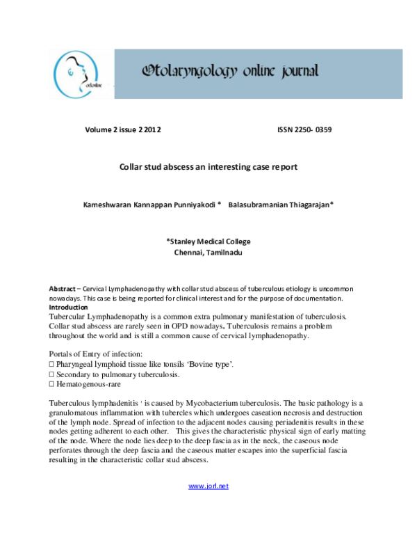 (PDF) Collar stud abscess an interesting case report