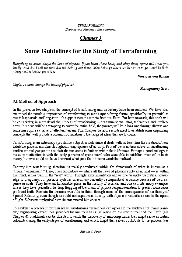 (PDF) Chapter 3. Some Guidelines for the Study of Terraforming.