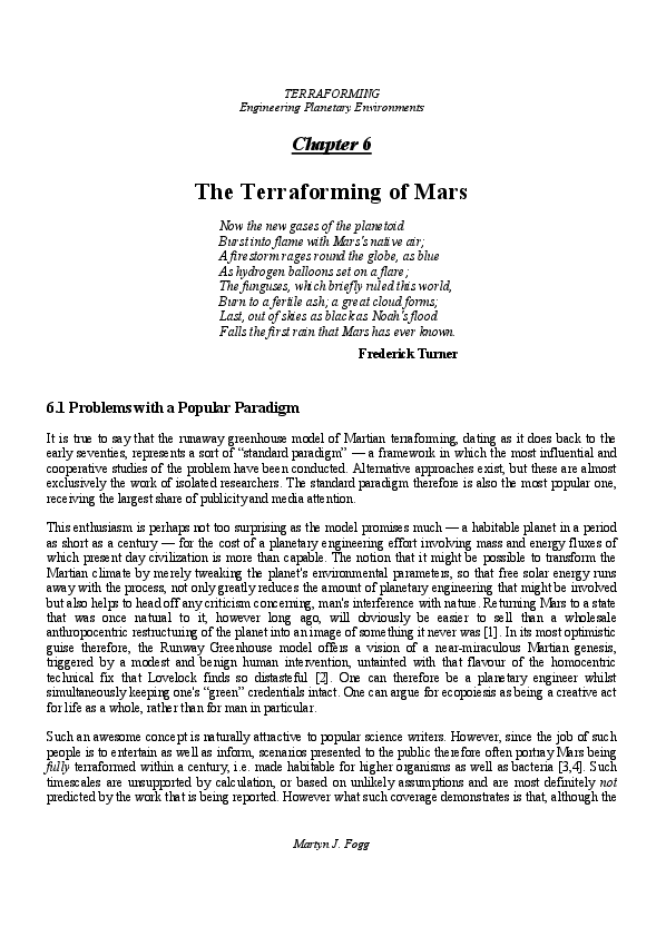 (PDF) Chapter 6. The Terraforming of Mars