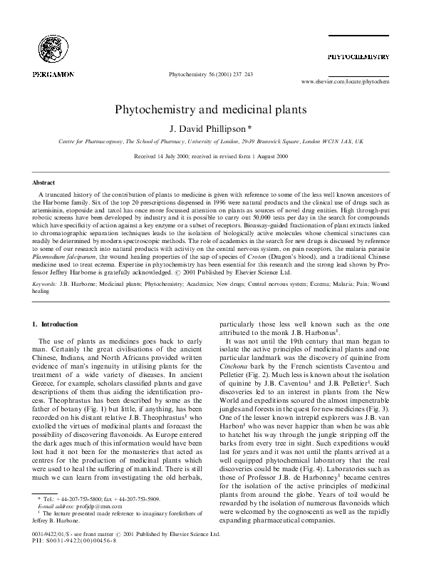 (PDF) Phytochemistry and medicinal plants