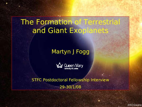 (PPT) The Formation of Terrestrial and Giant Exoplanets