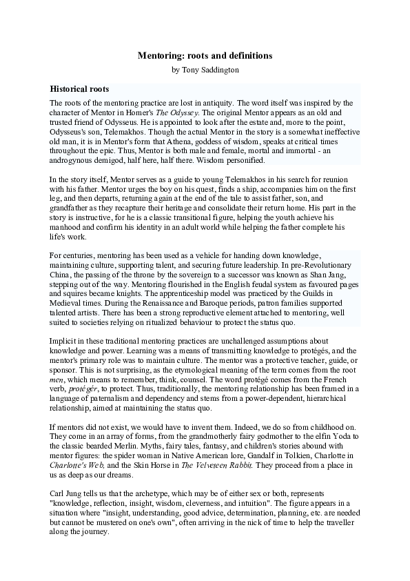 (DOC) Definition of Mentoring