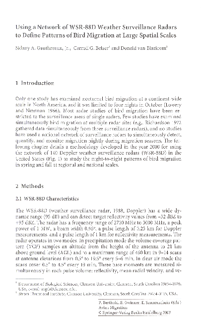 (PDF) Using a network of WSR-88D weather surveillance radars to define patterns of bird ...