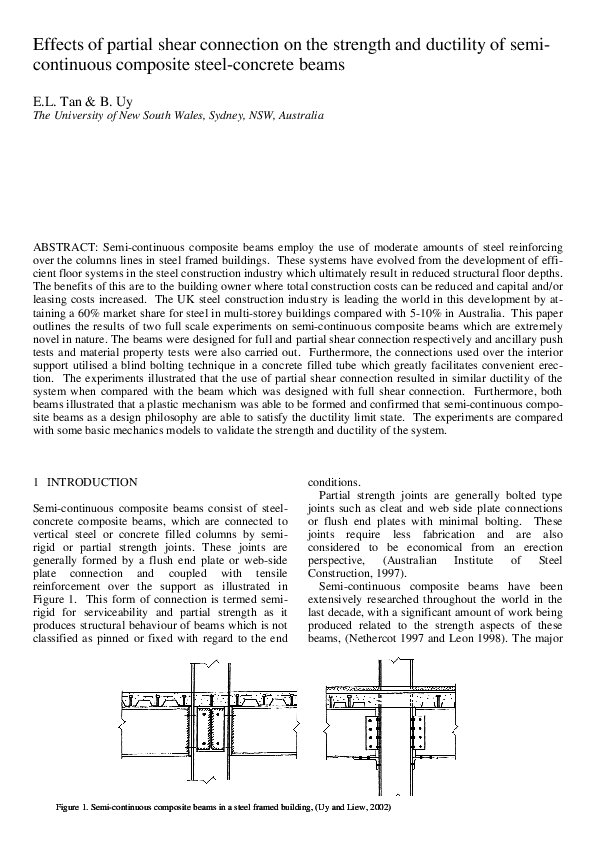 Effects of partial shear connection on the strength and ductility of semi-continuous composite ...