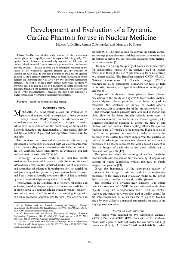 (PDF) Development and Evaluation of a Dynamic Cardiac Phantom for use ...