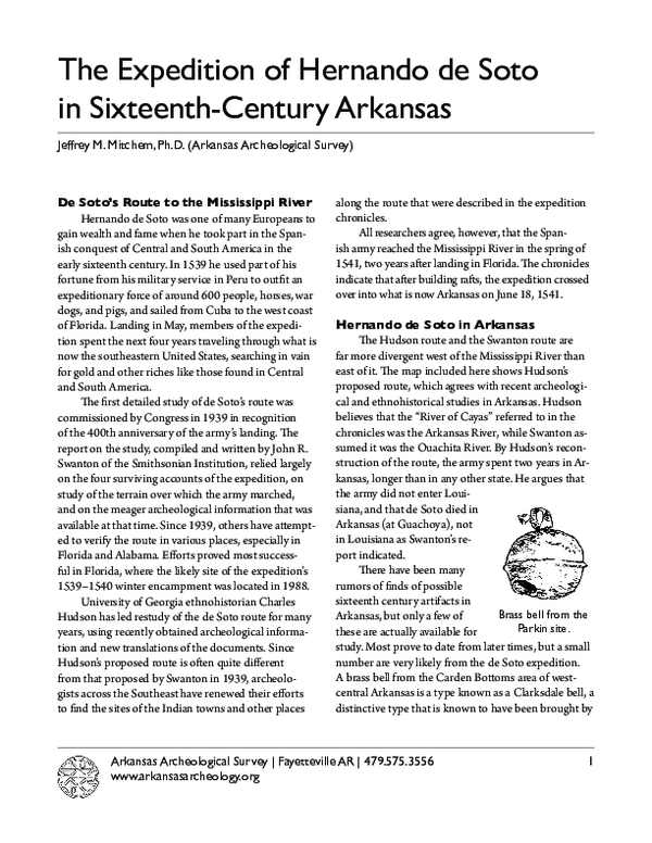 (PDF) The Expedition of Hernando de Soto in Sixteenth-Century Arkansas