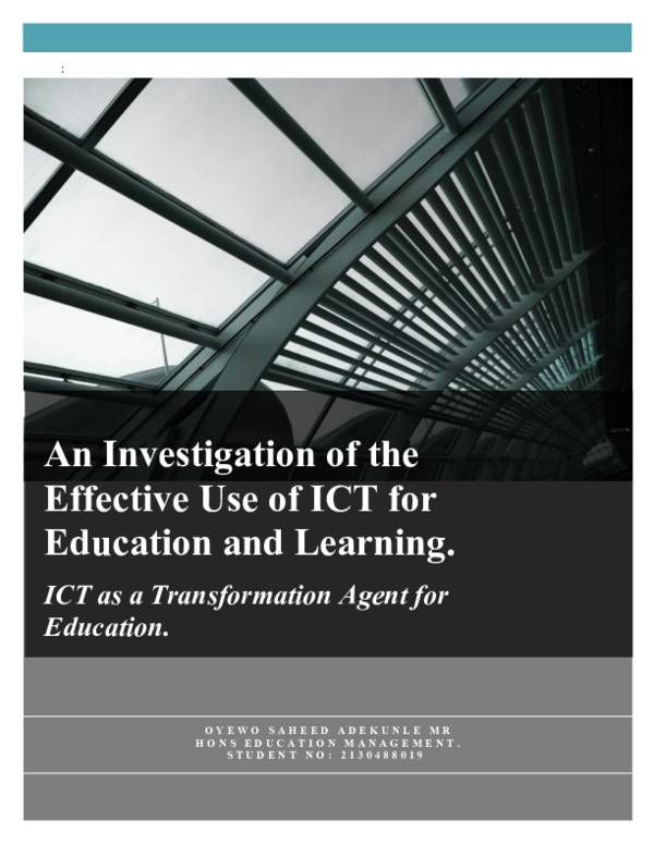 (DOC) AN INVESTIGATION ON THE EFFECTIVE USE OF ICT IN EDUCATION, FOR ...