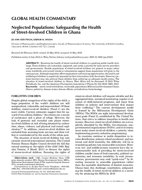 (PDF) GLOBAL HEALTH COMMENTARY Neglected Populations: Safeguarding the ...