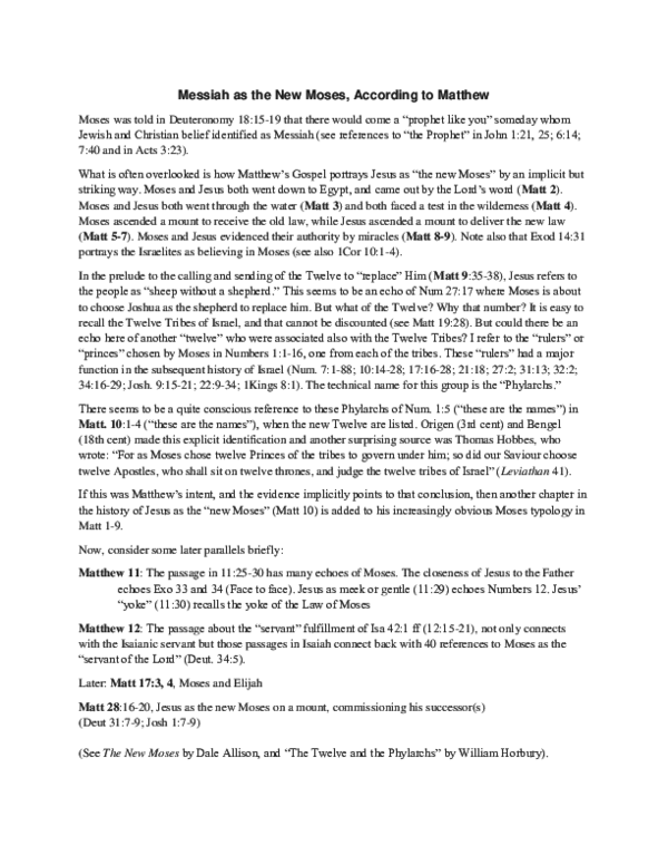 (PDF) Messiah as the New Moses