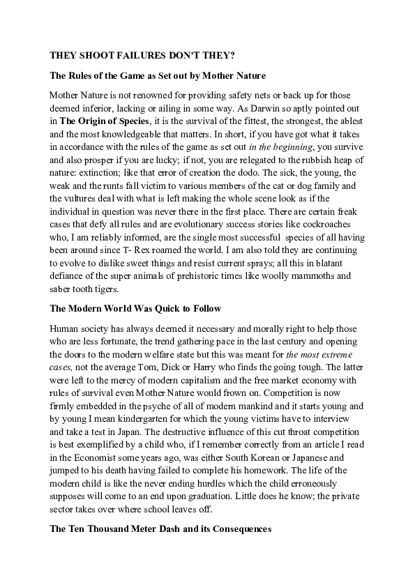 (DOC) THEY SHOOT FAILURES DON'T THEY?