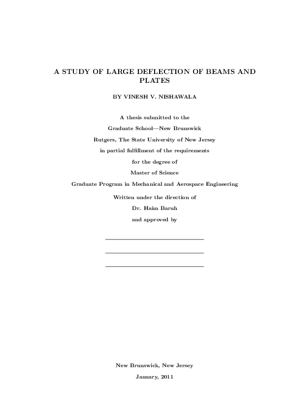 (PDF) A STUDY OF LARGE DEFLECTION OF BEAMS AND PLATESALL RIGHTS ...