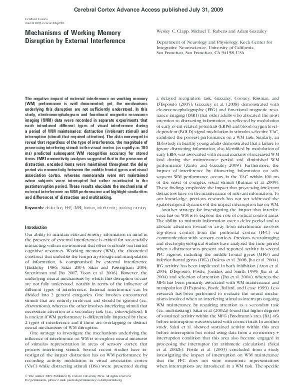 (PDF) Mechanisms of Working Memory Disruption by External Interference.