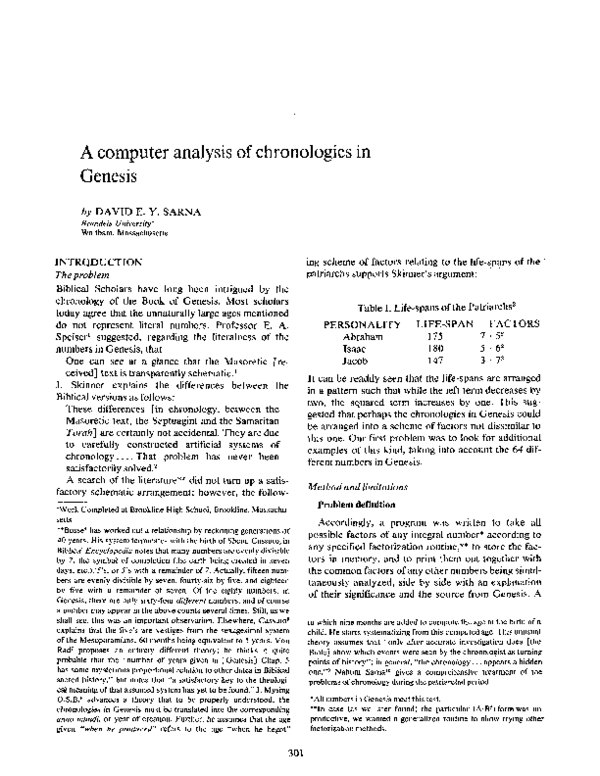 (PDF) A computer analysis of chronologies in Genesis
