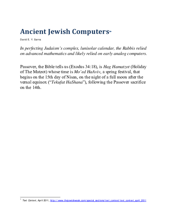 (PDF) Ancient Jewish Computers