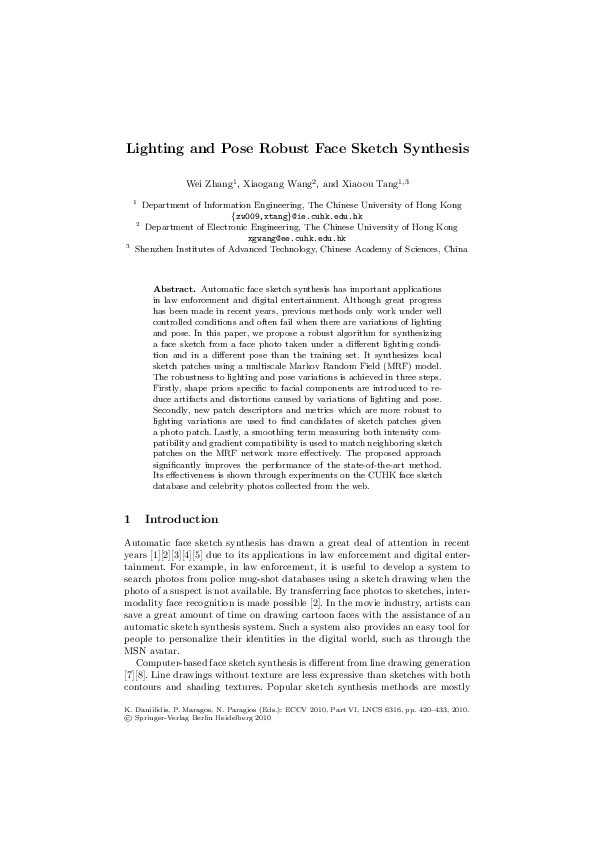 (PDF) Lighting and pose robust face sketch synthesis