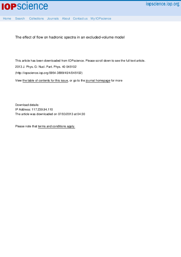 (PDF) The effect of flow on hadronic spectra in an excluded-volume ...