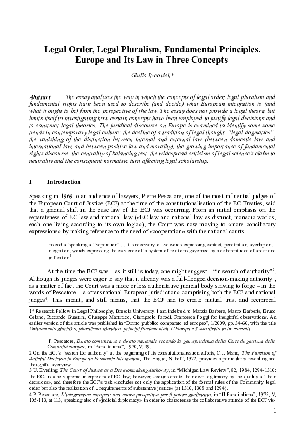 (DOC) Legal Order, Legal Pluralism, Fundamental Principles. Europe and ...
