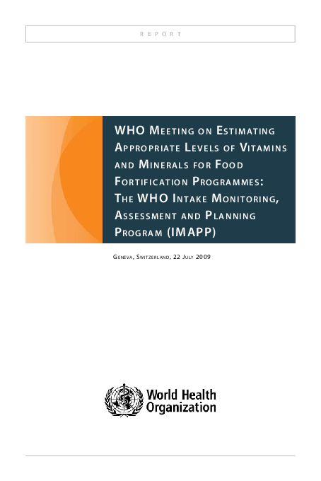(PDF) WHO. Estimating appropriate levels of vitamins and minerals for ...