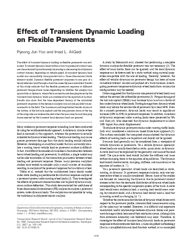 Pdf Effect Of Transient Dynamic Loading On Flexible Pavements