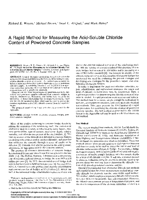 (PDF) A Rapid Method for Measuring the Acid-Soluble Chloride Content of ...