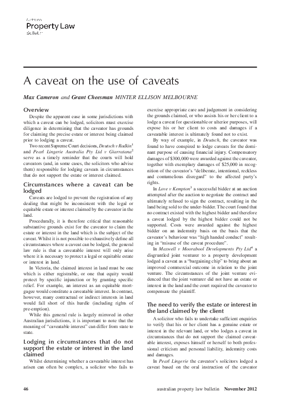 (PDF) A caveat on the use of caveats