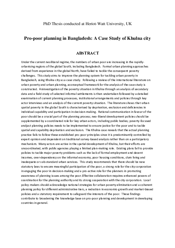 (DOC) Pro-Poor Urban Planning