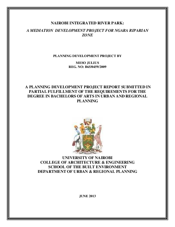 (PDF) Nairobi Integrated River Park: A Mediation Development Project ...