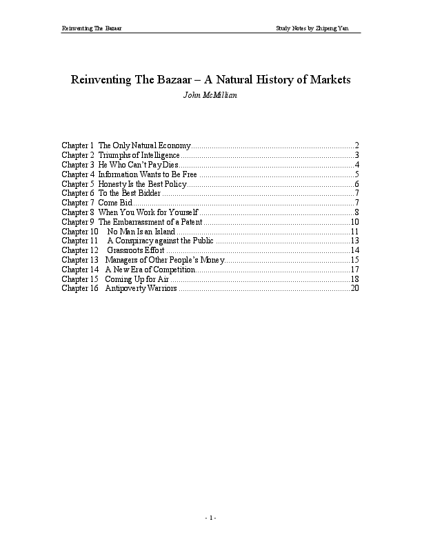 (PDF) Reinventing The Bazaar Study Notes by Zhipeng Yan - 1 ...