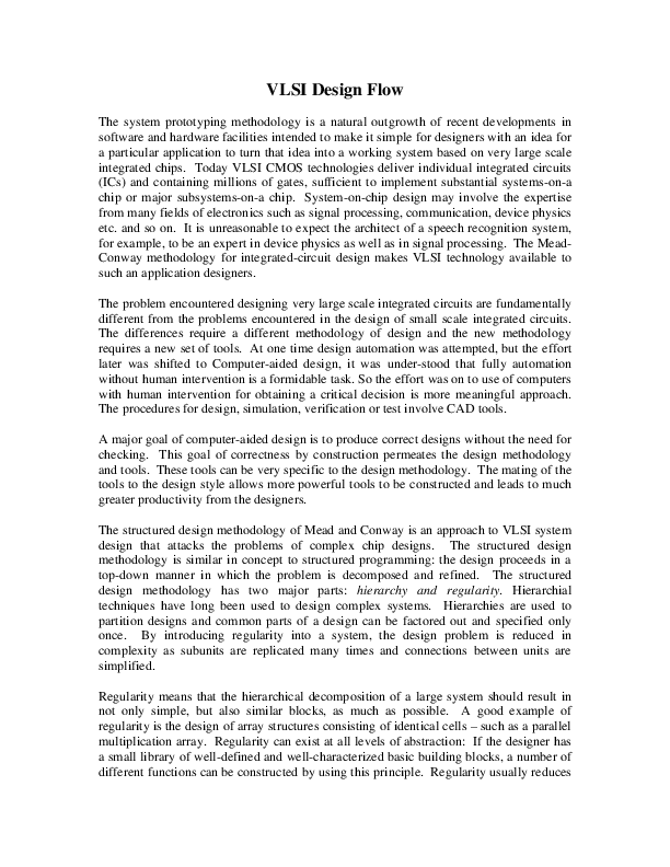 (PDF) VLSI Design FlowSystem Specification Functional (Architecture) Design Functional ...