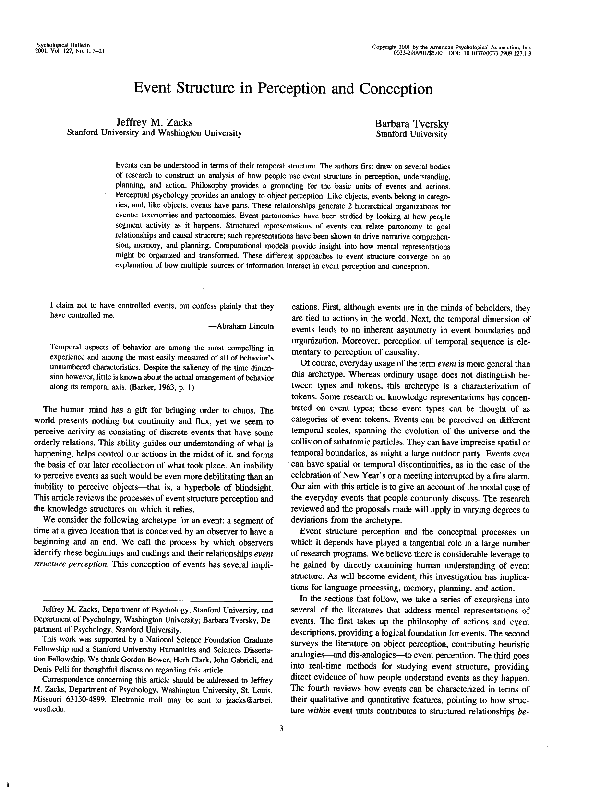 (PDF) Event structure in perception and cognition