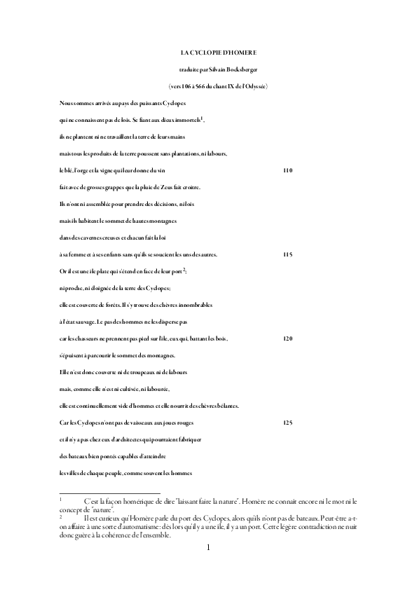 (PDF) La Cyclopie d'Homère (traduction)