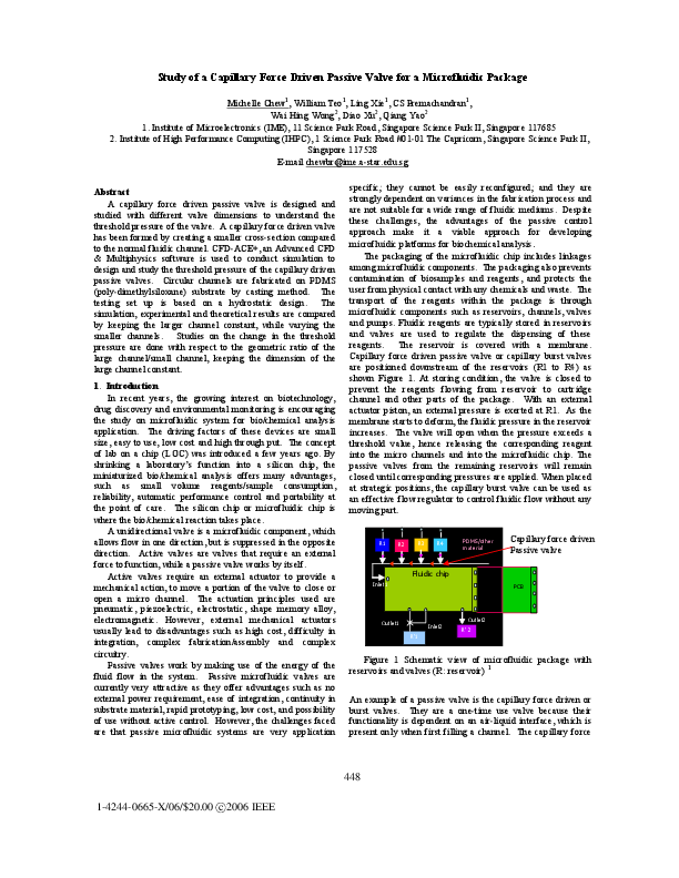 (PDF) Study of a capillary force driven passive valve for a ...