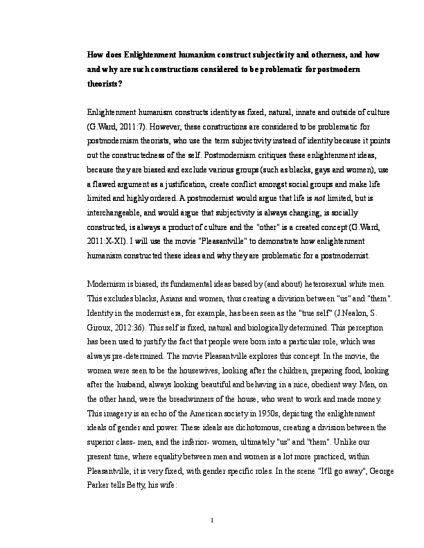 (DOC) How does Enlightenment humanism construct subjectivity and ...