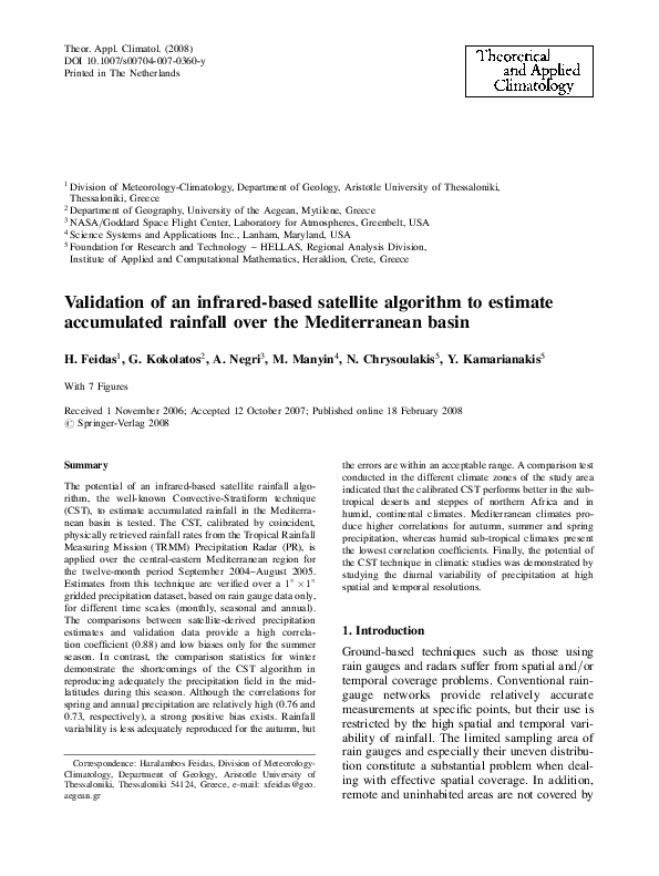 Pdf Validation Of An Infrared Based Satellite Algorithm To Estimate