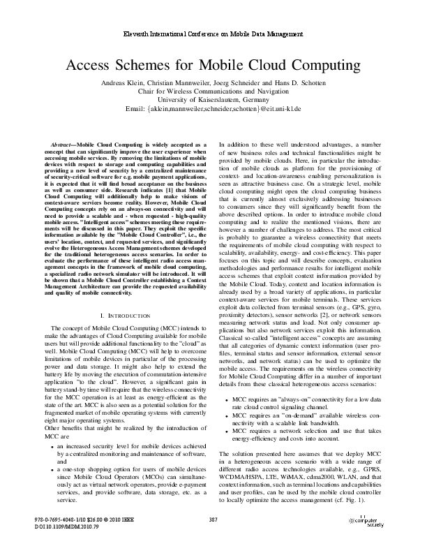 Access map - Mobile Cloud Networking