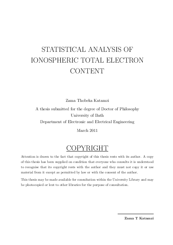 (PDF) STATISTICAL ANALYSIS OF IONOSPHERIC TOTAL ELECTRON CONTENT