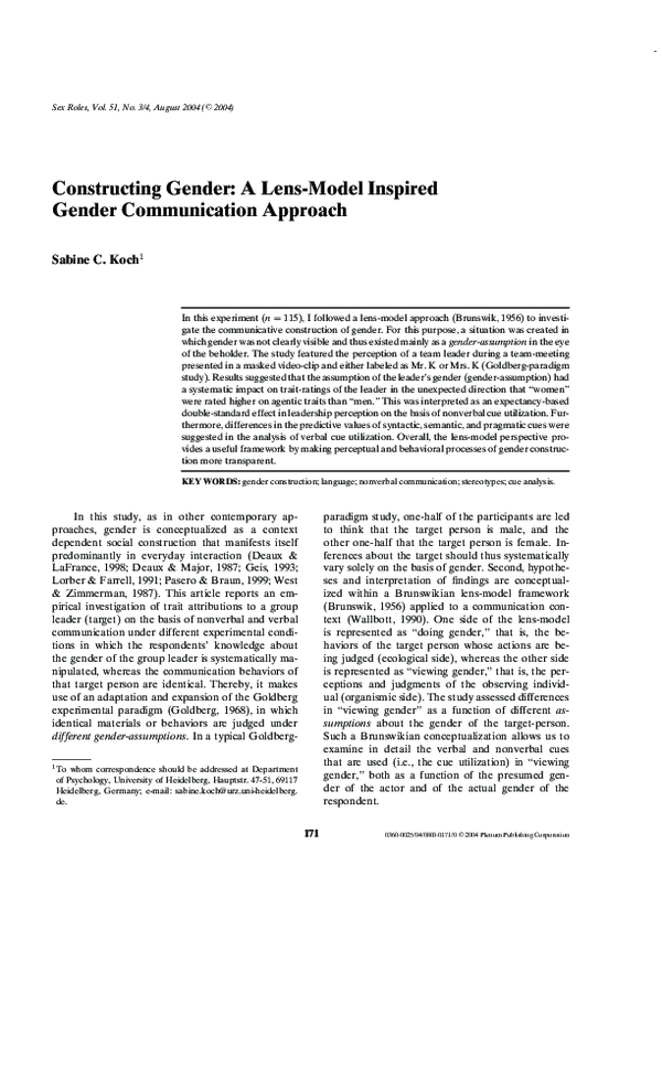 (PDF) Constructing gender: A lens-model inspired gender communication ...
