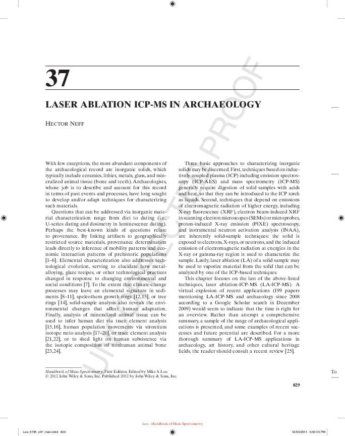 (PDF) Laser ablation ICP-MS in archaeology